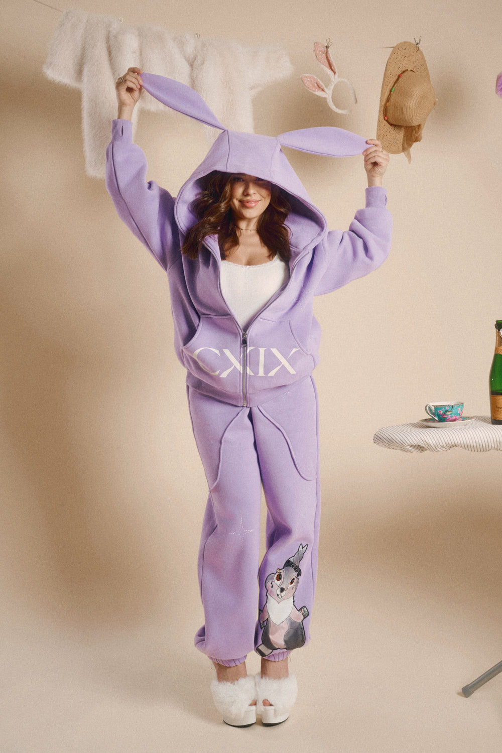 CREATURES IN THE CLUB: HONEY BUNZ ZIP HOODIE - PURPLE LIMITED ED. – CXIX