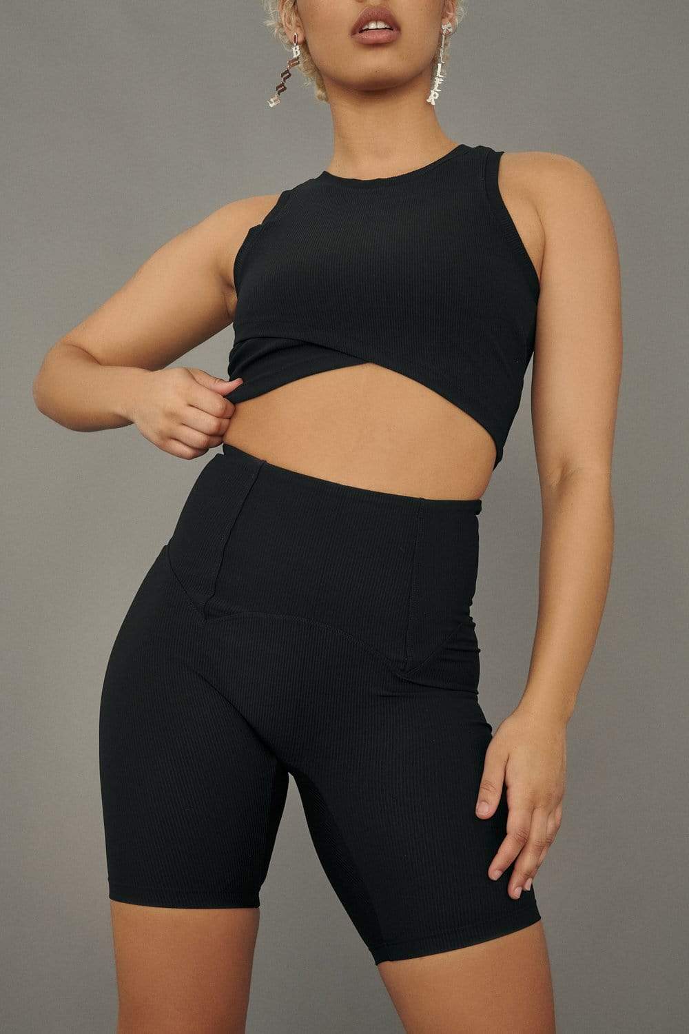 Move It Ribbed Corset Biker Shorts - Black – CXIX