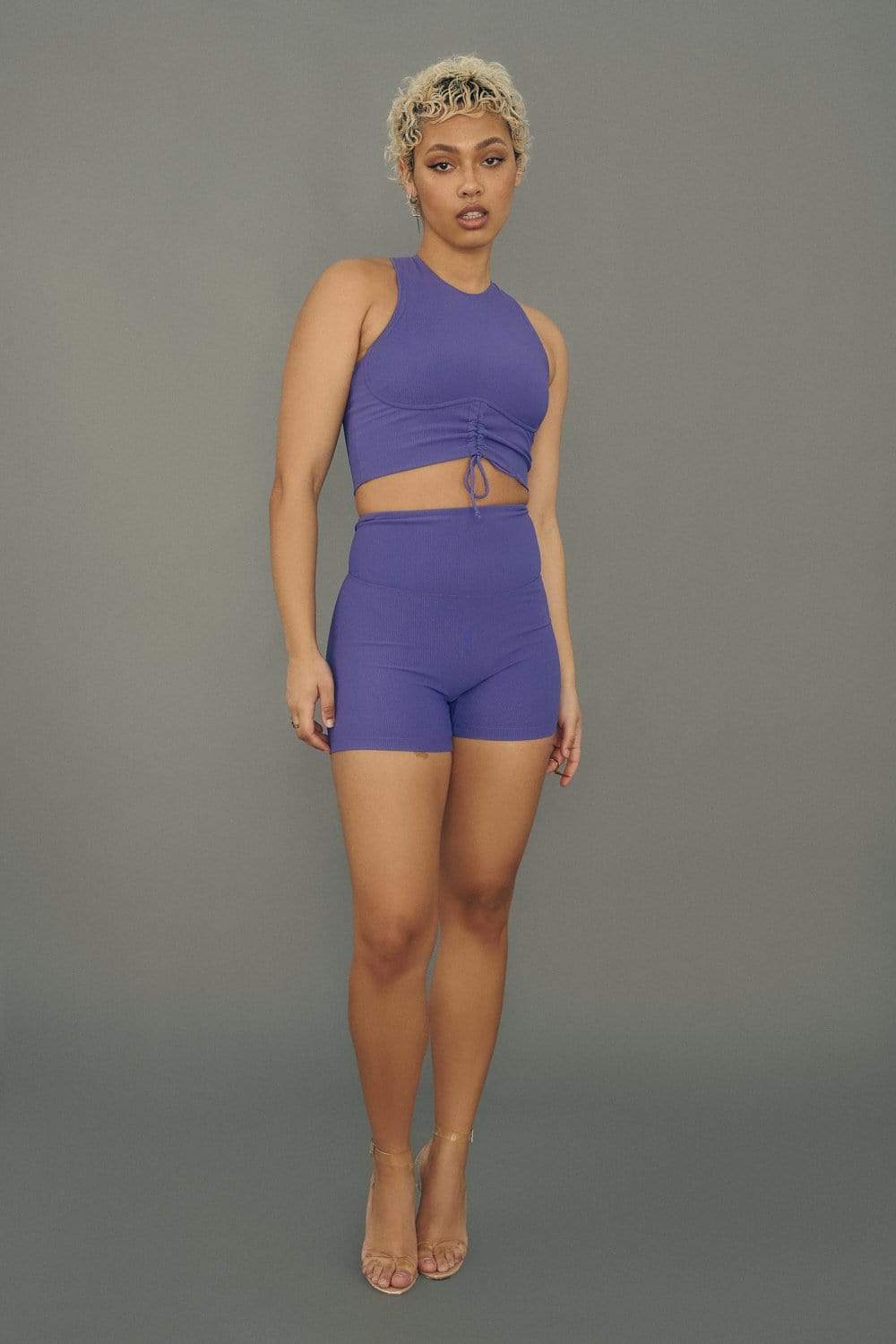 Stretch It Out Ribbed Booty Shorts - Violet Dusk – CXIX